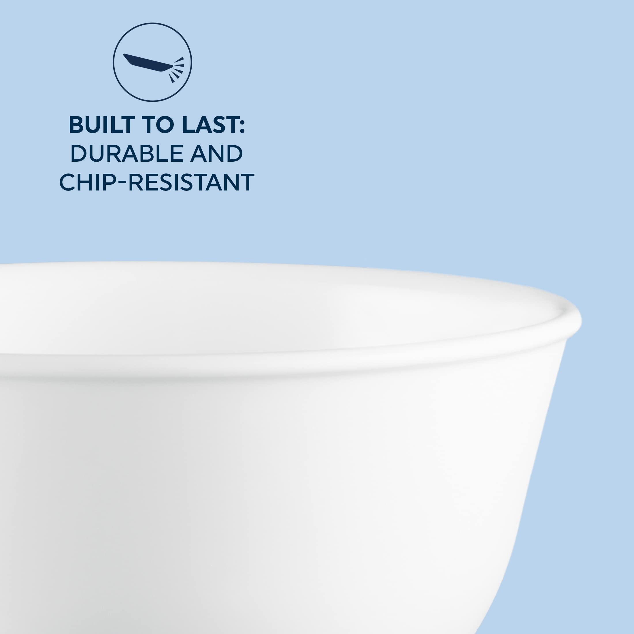Corelle Vitrelle 28-oz Soup/Cereal Bowls Set of 6, Chip & Crack Resistant Dinnerware Bowls for Soup, Ramen, Cereal and More, Triple Layer Glass, Winter Frost White