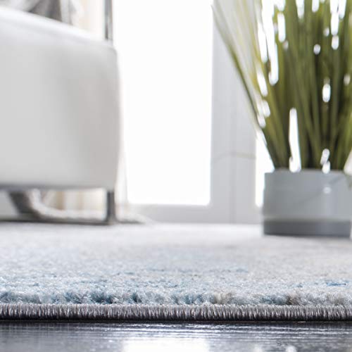 SAFAVIEH Tulum Collection 10' Square Grey/Blue TUL207F Modern Abstract Non-Shedding Living Room Bedroom Dining Home Office Area Rug