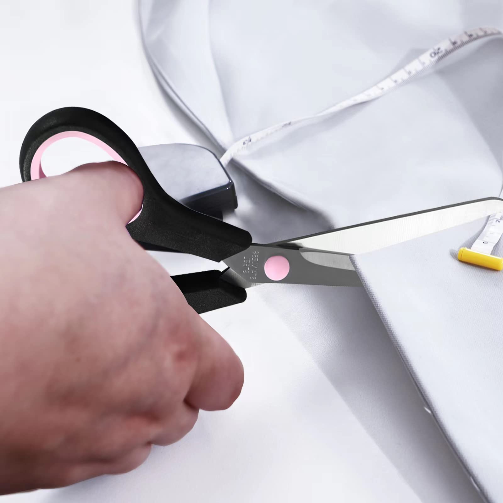 Pink Scissors,ACOSEA 8" Scissors All Purpose with Sharp Stainless Steel Blades and Comfort-Grip Handles,Sturdy Sharp Scissors for Office,Home,School,Sewing,Craft Supplies,Right/Left Handed 3PCS