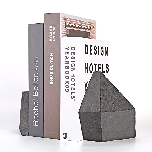 Decorative Bookends , Heavy Duty Cast Iron , Art Shelf Decor , Geometry Abstract Theme (Black) by Ambipolar