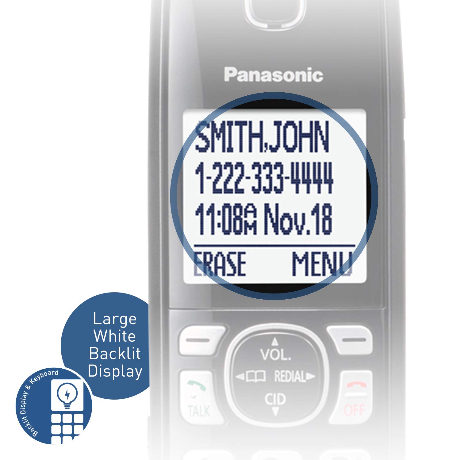 Panasonic Cordless Phone System with Answering Machine, One-Touch Call Block, Enhanced Noise Reduction, Talking Caller ID and Intercom Voice Paging - 4 Handsets - KX-TGF544B (Black)
