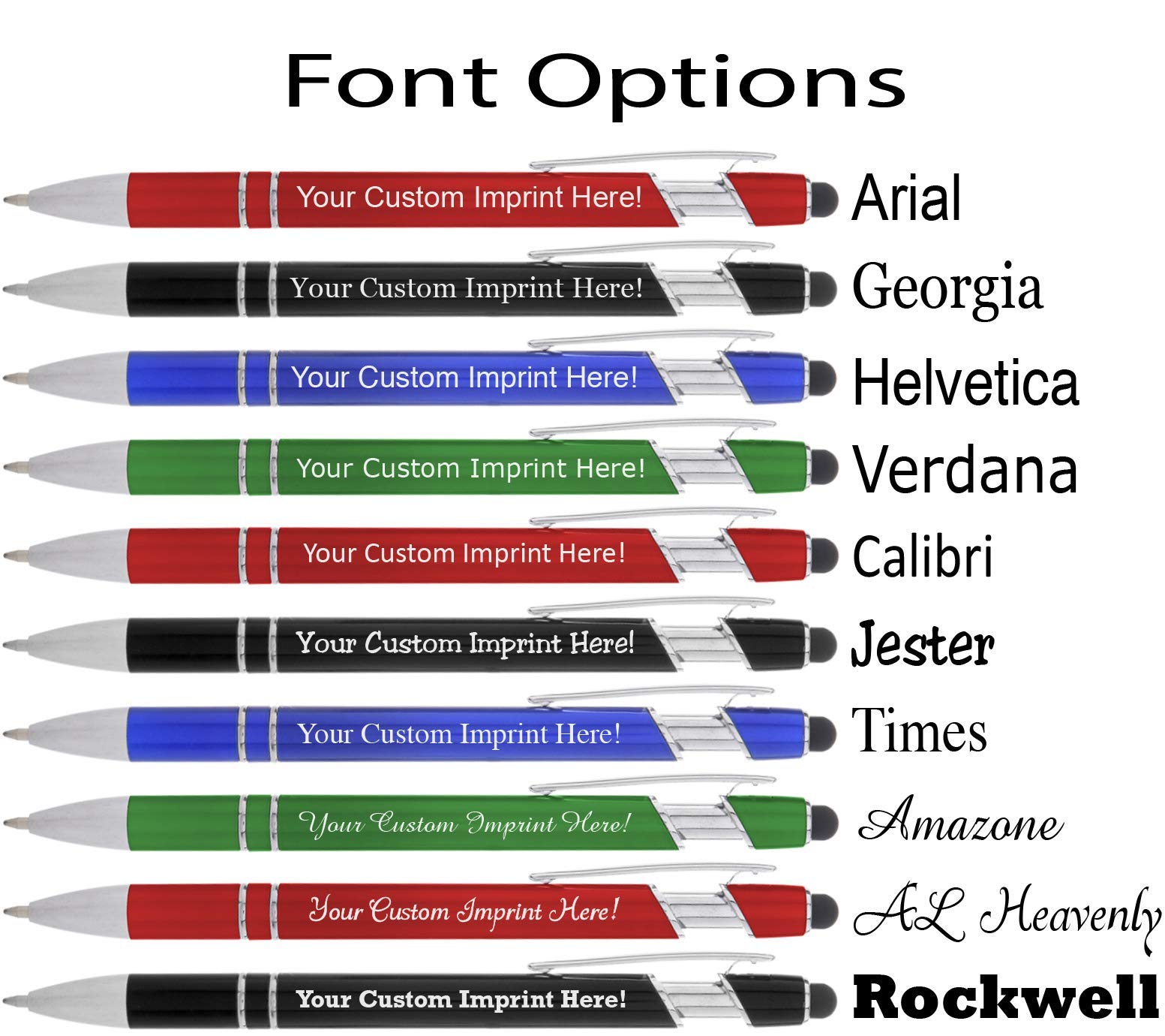 Personalized Pens with Stylus - The Legacy - Custom Metallic Printed Name Pens with Black Ink - Imprinted with Logo or Message - Great Gift Ideas - FREE PERSONALIZATION 12 pcs/pack (Black)