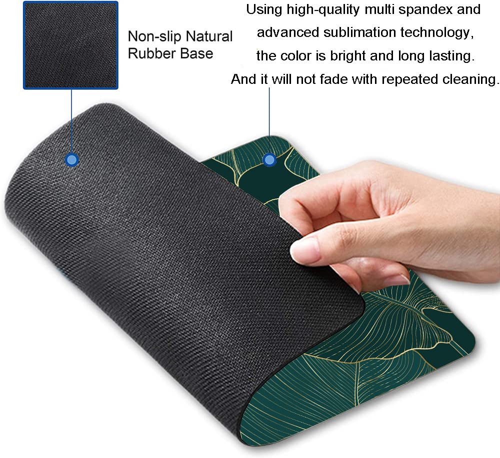 Mouse Pad, Computer Mouse Pads with Tropical Leaves Design, Mouse Mat Square Waterproof Mouse Pad Non-Slip Rubber Base MousePads for Office Laptop