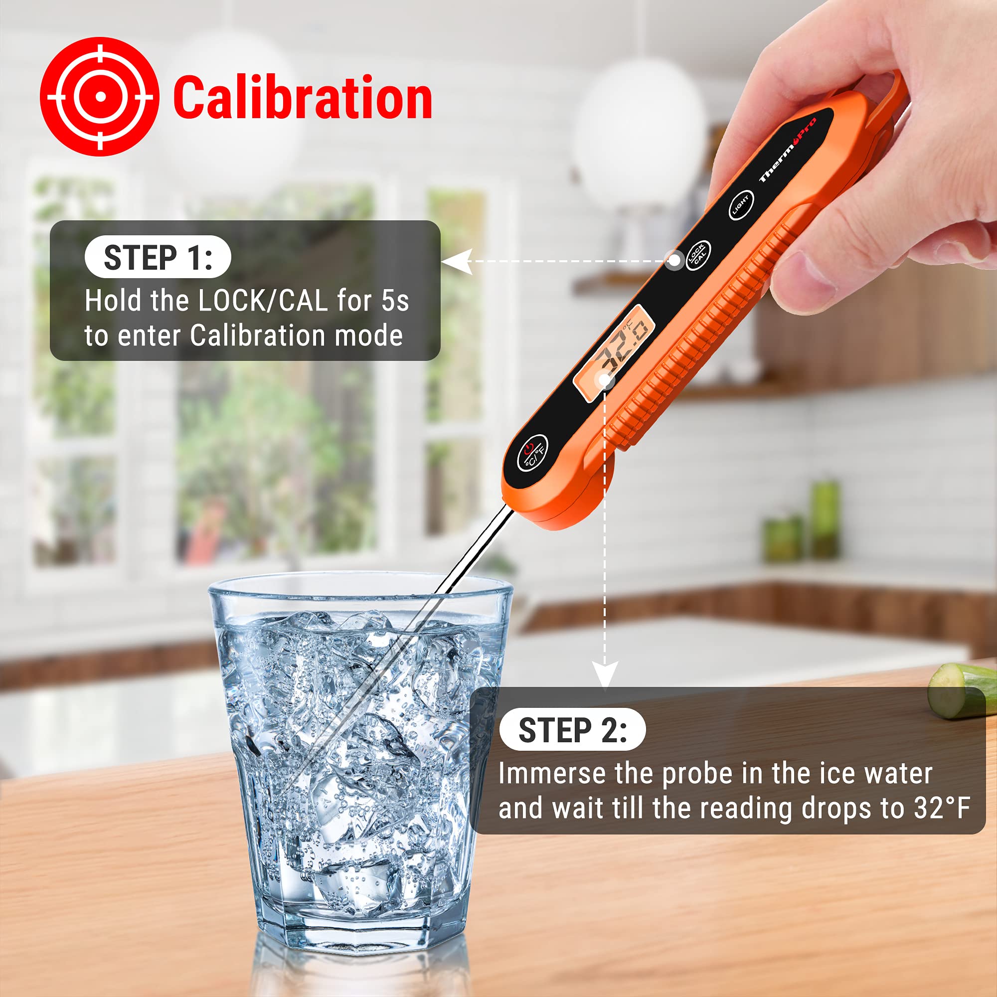 ThermoPro Digital Instant Read Meat Thermometer for Grilling Waterproof Kitchen Food Thermometer with Calibration & Backlight Smoker Oil Fry Candy Thermometer