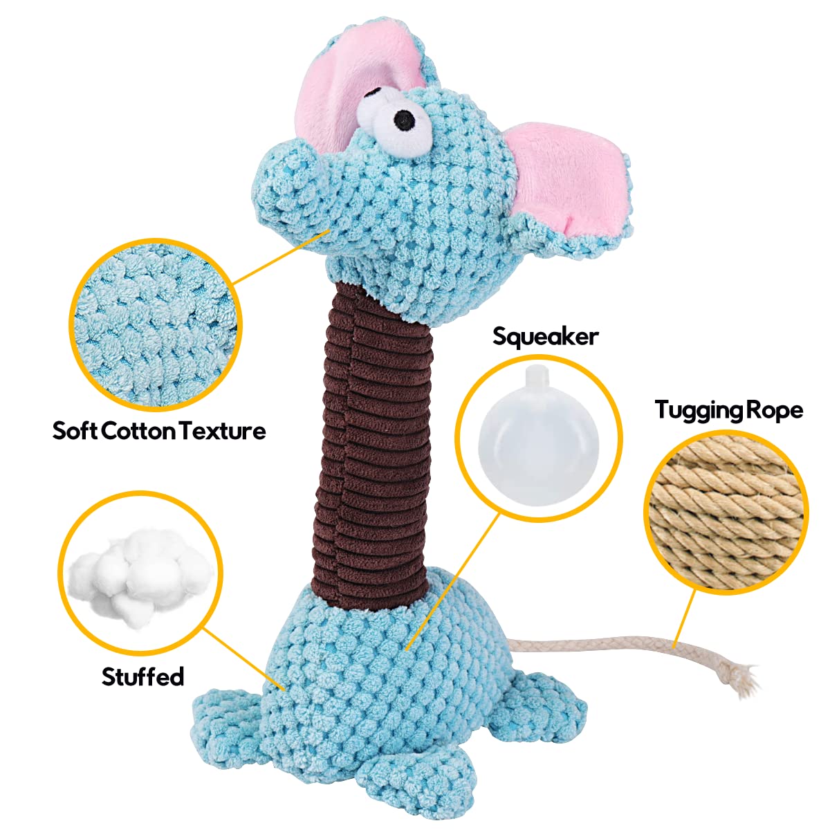 KuddelMuddel Squeaky Plush Dog Toy Set, Stuffed Fun Elephant and Cute Frog, Interactive Soft Chew Pet Toy for Puppies, Small Medium and Large Breed Holiday Birthday Gift (2 Pack)