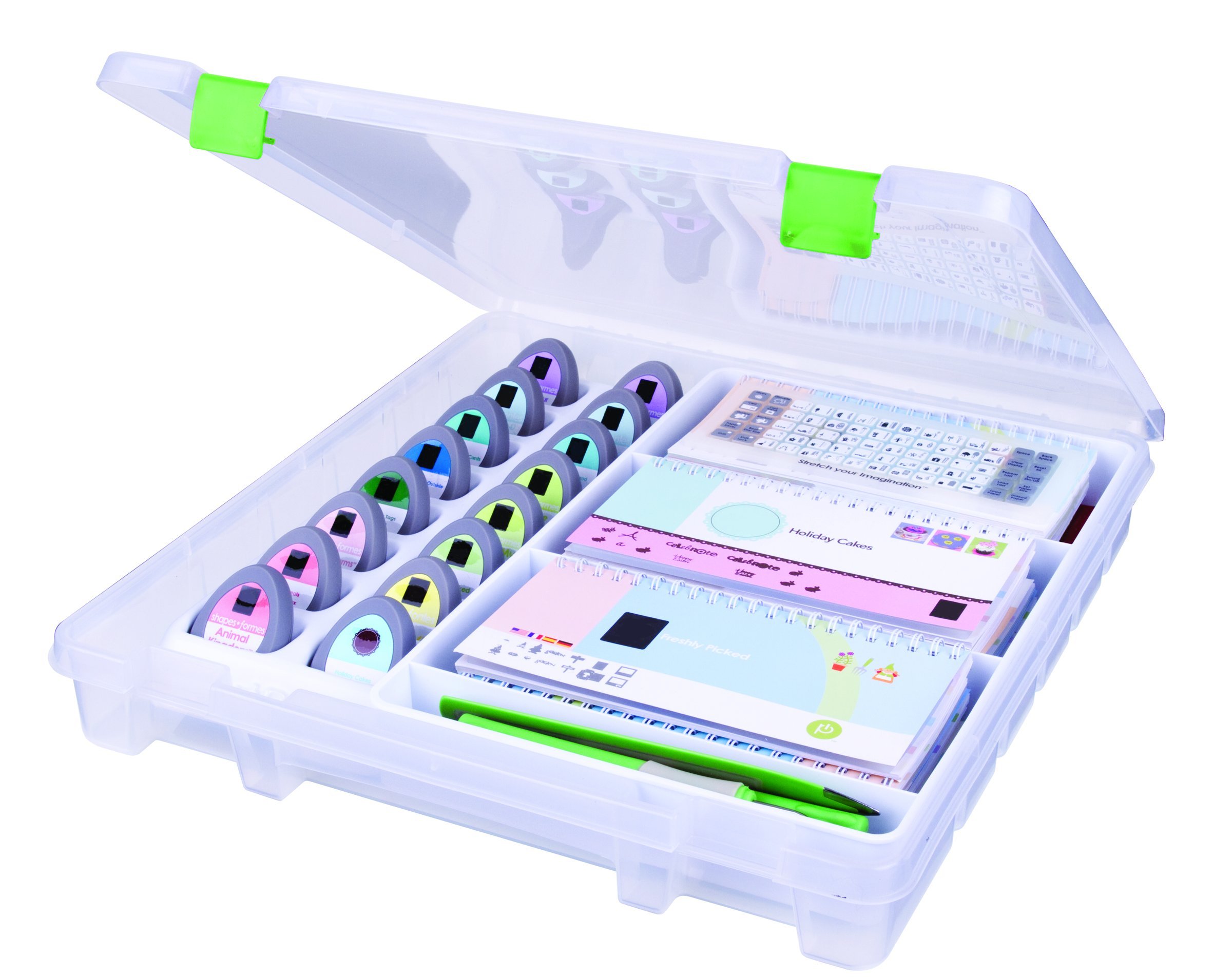 ArtBin 6945AB Super Satchel Cartridge & Electronic Cutting Tool Organizer, [1] Plastic Storage Case, Clear