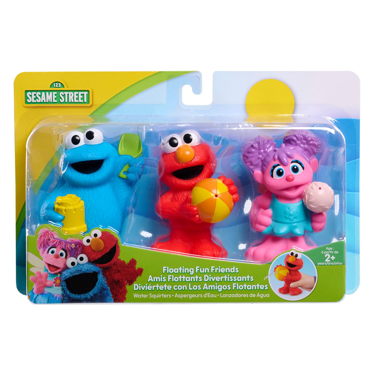 Sesame Street Floating Fun Friends 3-Piece Set Water Squirters Bath and Pool Toys, Kids Toys for Ages 2 Up by Just Play