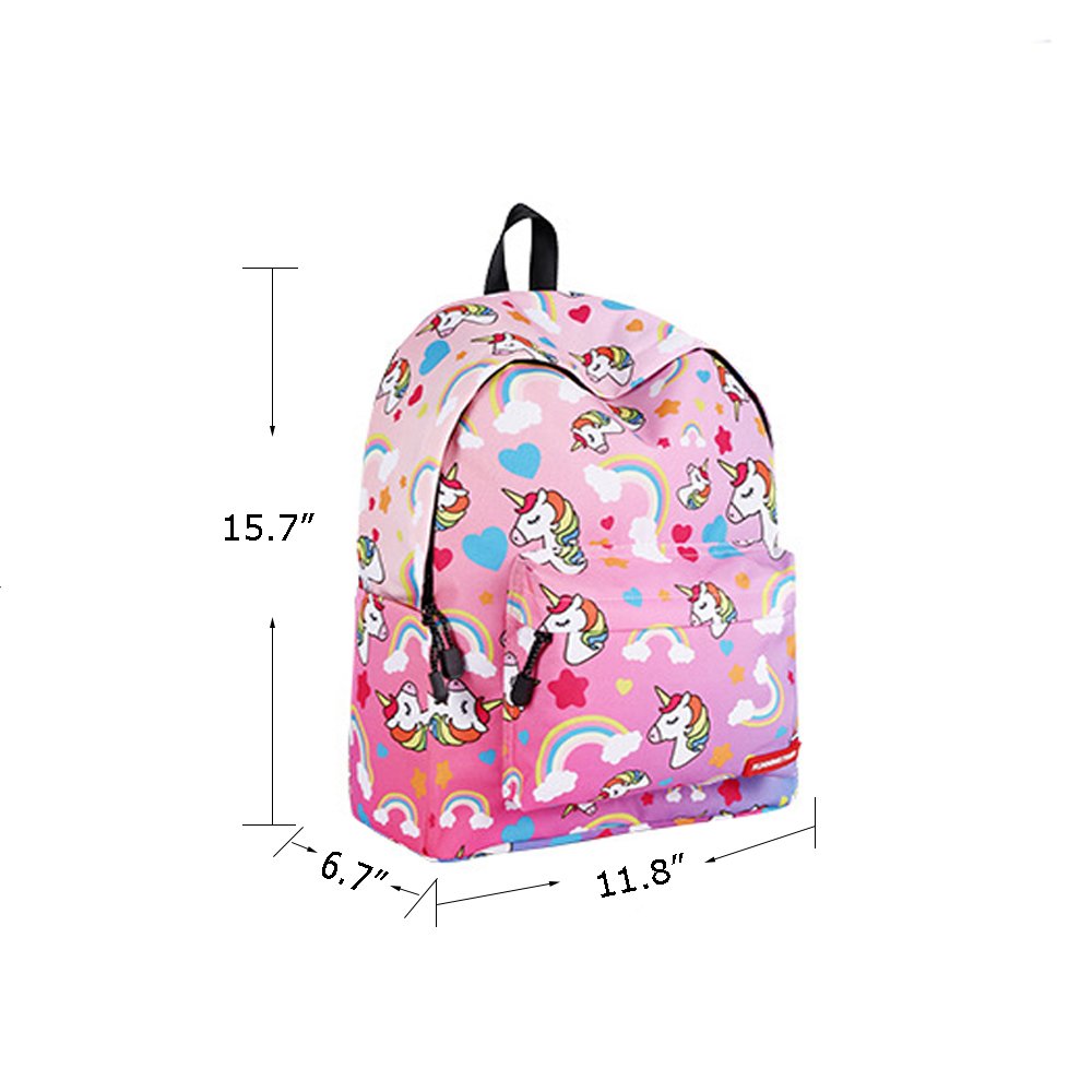 Chiclinco Kids Rainbow Unicorn Backpack Back to School Back Pack for Little Girls Age 5-12 Years Old (Purple)