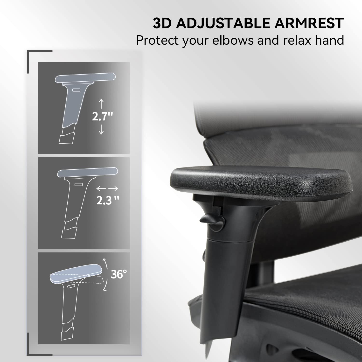 SIHOO Ergonomic Office Chair - High Back Desk Chair with Lumbar Support, 3D Armrest and Adjustable Height Backrest Thick Seat Cushion Breathable Mesh Computer Chair (Black)