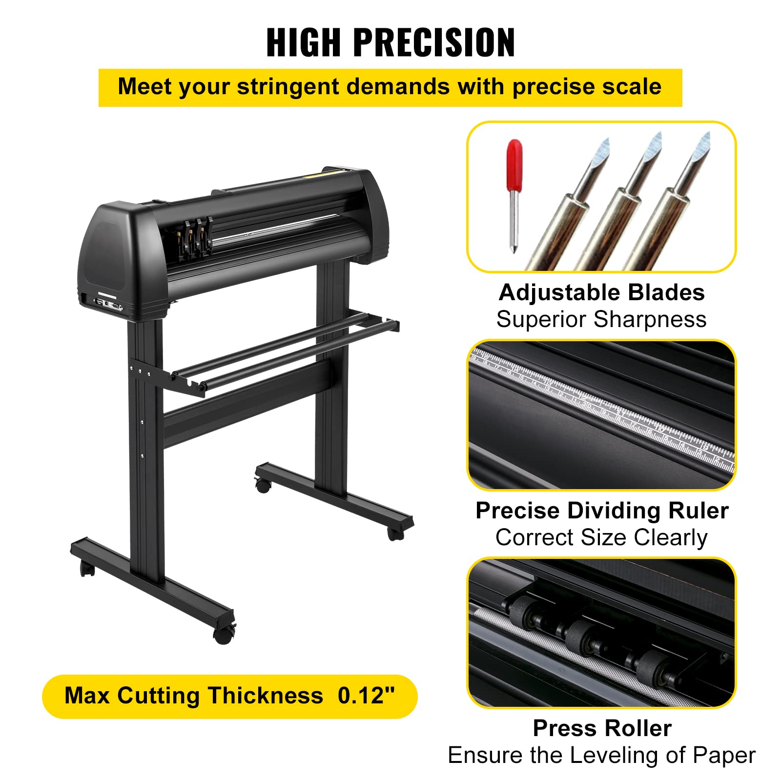 VEVOR Vinyl Cutter Machine, 34in / 870mm, LED Plotter Printer, Precise Manual Positioning, Softwares Support MAC and Windows Systems, Adjustable Force and Speed, Floor Stand for Making Sign Label