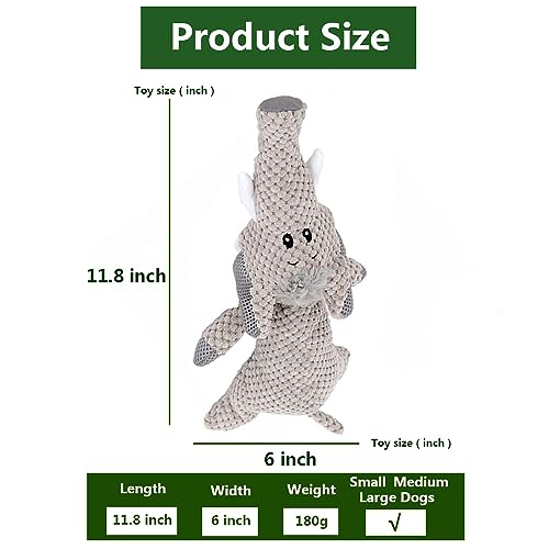 DomKim Plush Squeaky Dog Toy for Small/Medium Dogs,Soft Durable Interactive Dog Toys for Teething Relieve Anxiety, Stuffed Soft Durable Chew Toys Ggressive Chewers Grey(Elephant)