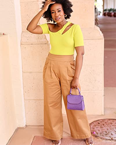The Drop Women's Sulphur Spring Asymmetric Neckline Knit Top by @kass_stylz, 3X, Plus Size