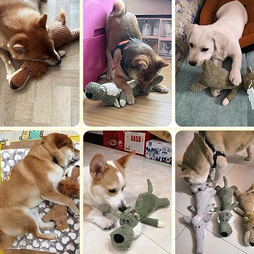DomKim Plush Squeaky Dog Toy for Small/Medium Dogs,Soft Durable Interactive Dog Toys for Teething Relieve Anxiety, Stuffed Soft Durable Chew Toys Ggressive Chewers Grey(Elephant)