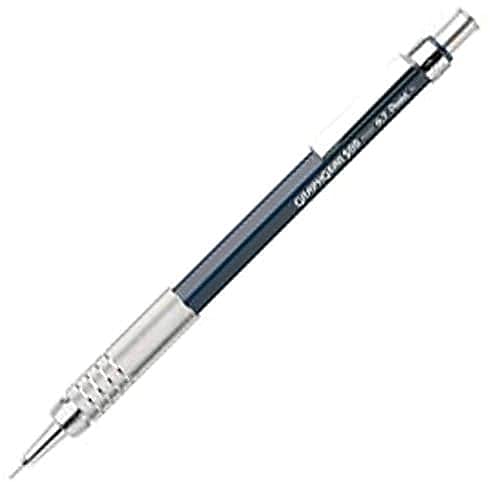 Pentel Graph Gear 500 Automatic Drafting Pencil with Lead and Mini Eraser, 0.5 mm (PG525LEBP),Black,1 Pack w/ Lead & Eraser