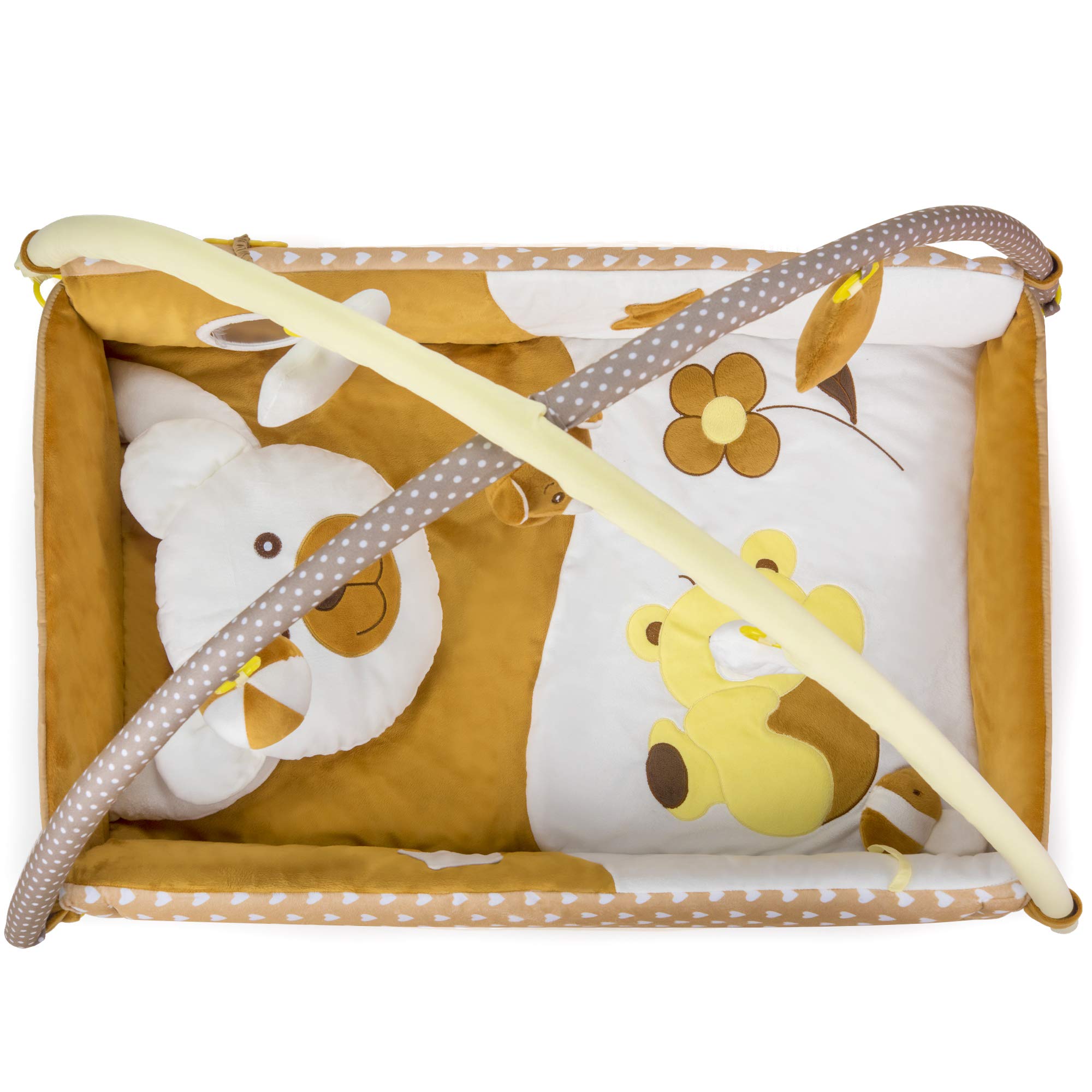 Baby Play Gym & Activity Mat for Boys Unisex with Developmental Hanging Toys for Infants Toddlers and Newborns Ages 0 + (Brown)