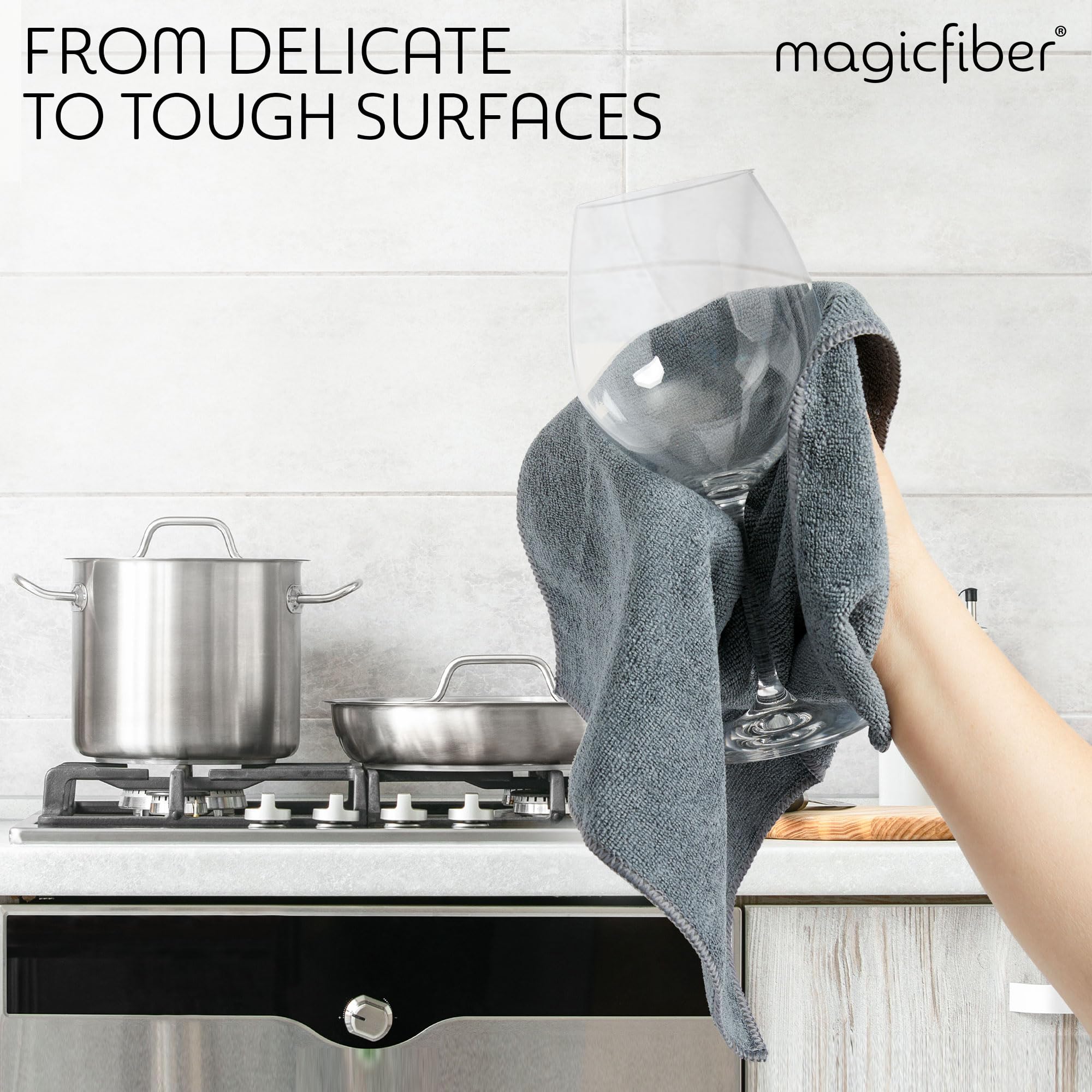 MagicFiber Microfiber Cleaning Cloth (12 Pack,13x13 in) - Thick, Soft, & Ultra Absorbent Reusable Microfiber Cleaning Rags, Micro Fiber Cloths for Dusting, Windows, Kitchenware, Cars and More!