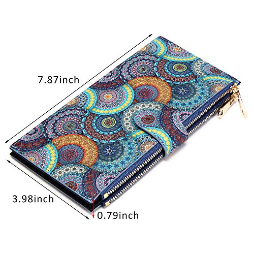 Badiya Womens Wallet RFID Blocking Bifold Multi Card Holder Wallets Large Capacity Cellphone Purse with Zipper Pocket Gift