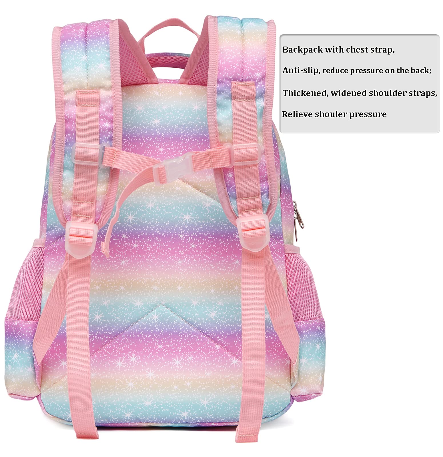 JIANYA Kids Backpack for School Girls Backpack Lunch Box Set Unicorn Preschool Kindergarten Bookbag with Chest Strap
