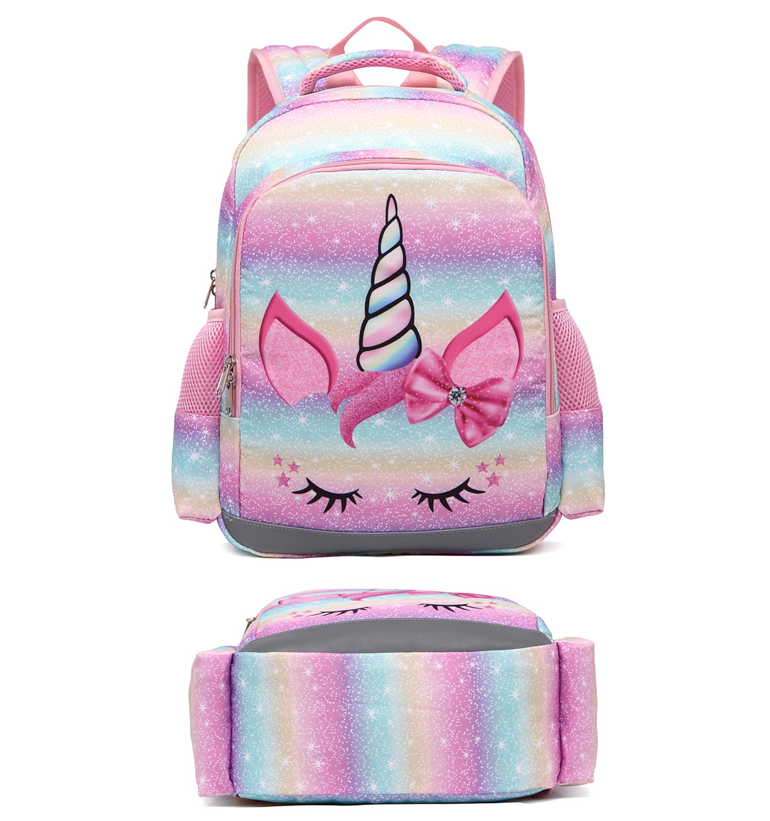 JIANYA Kids Backpack for School Girls Backpack Lunch Box Set Unicorn Preschool Kindergarten Bookbag with Chest Strap