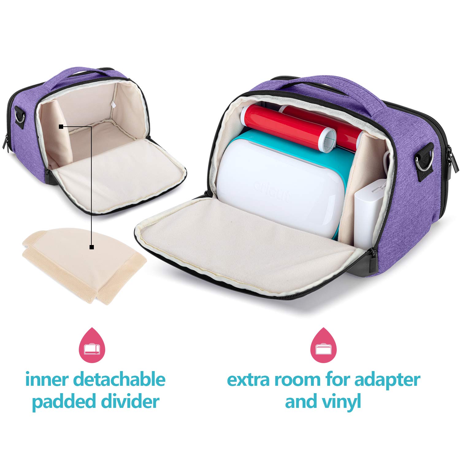 Luxja Carrying Case Compatible with Cricut Joy, Bag Compatible with Cricut Joy and Tool Set (with Accessories Storage Section), Purple (Bag Only, Patent Design)