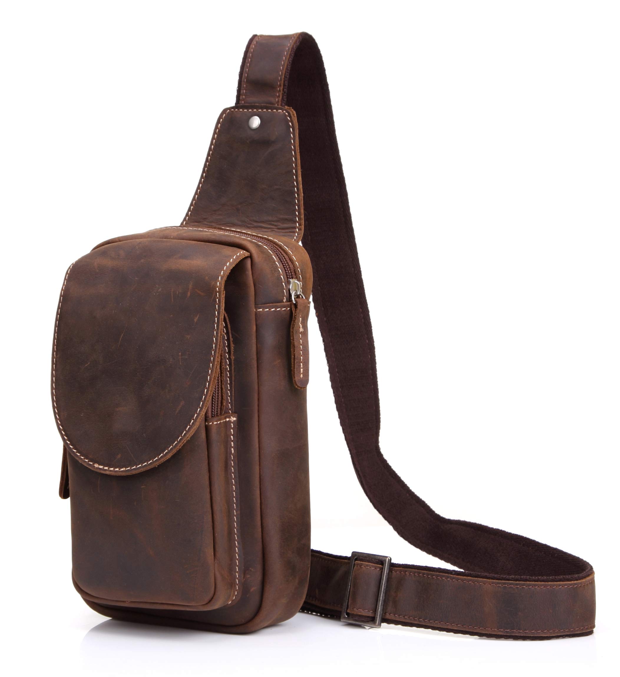 EVERDOSS Sling Backpack Leather Chest Pack Crossbody Travel Hiking Bag