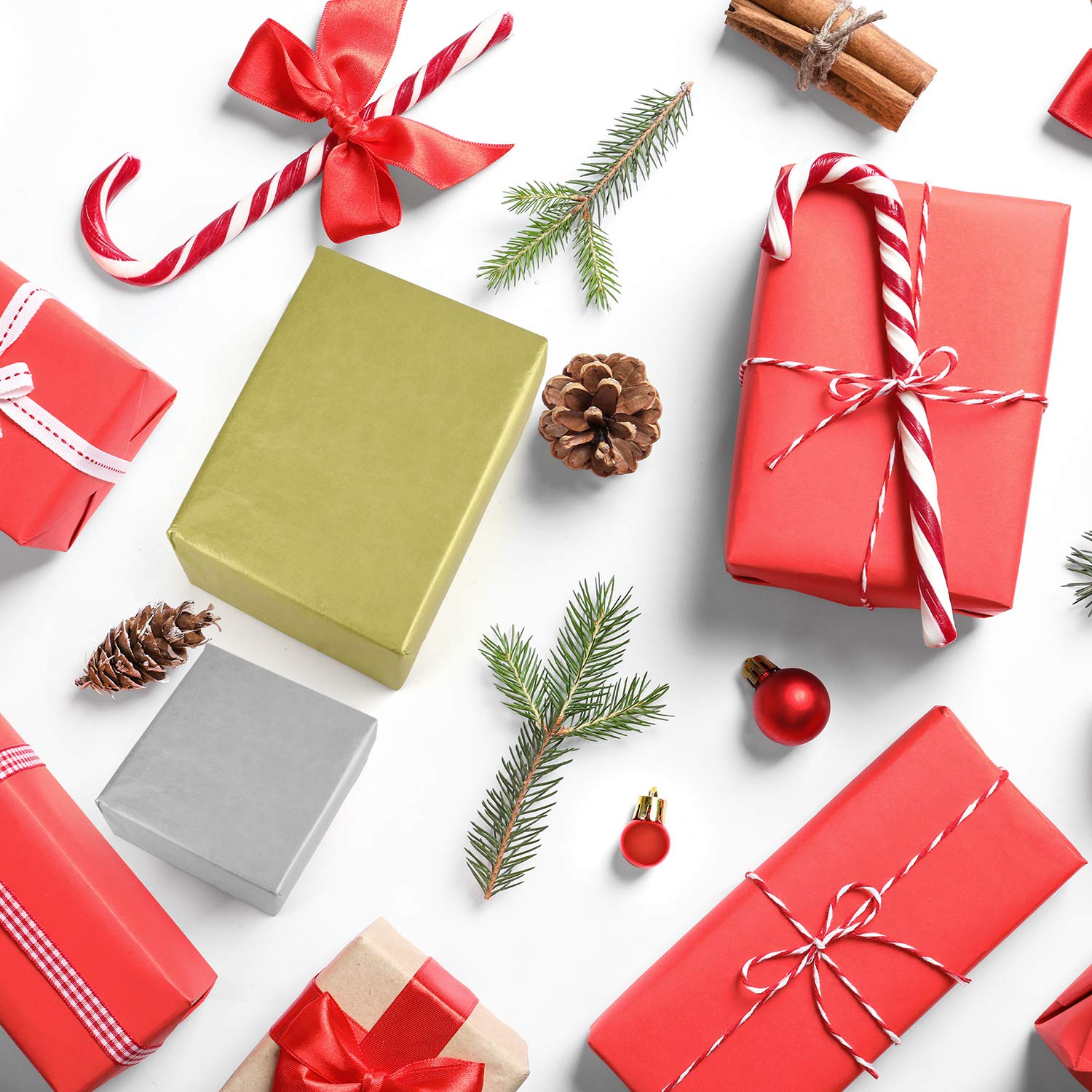 PLULON 60 Sheets Christmas Gift Wrapping Tissue Paper Birthday, Tissue Paper for Home, Kitchen, DIY Crafts, Wrapping Accessory (Red, Green, Silver, Golden)