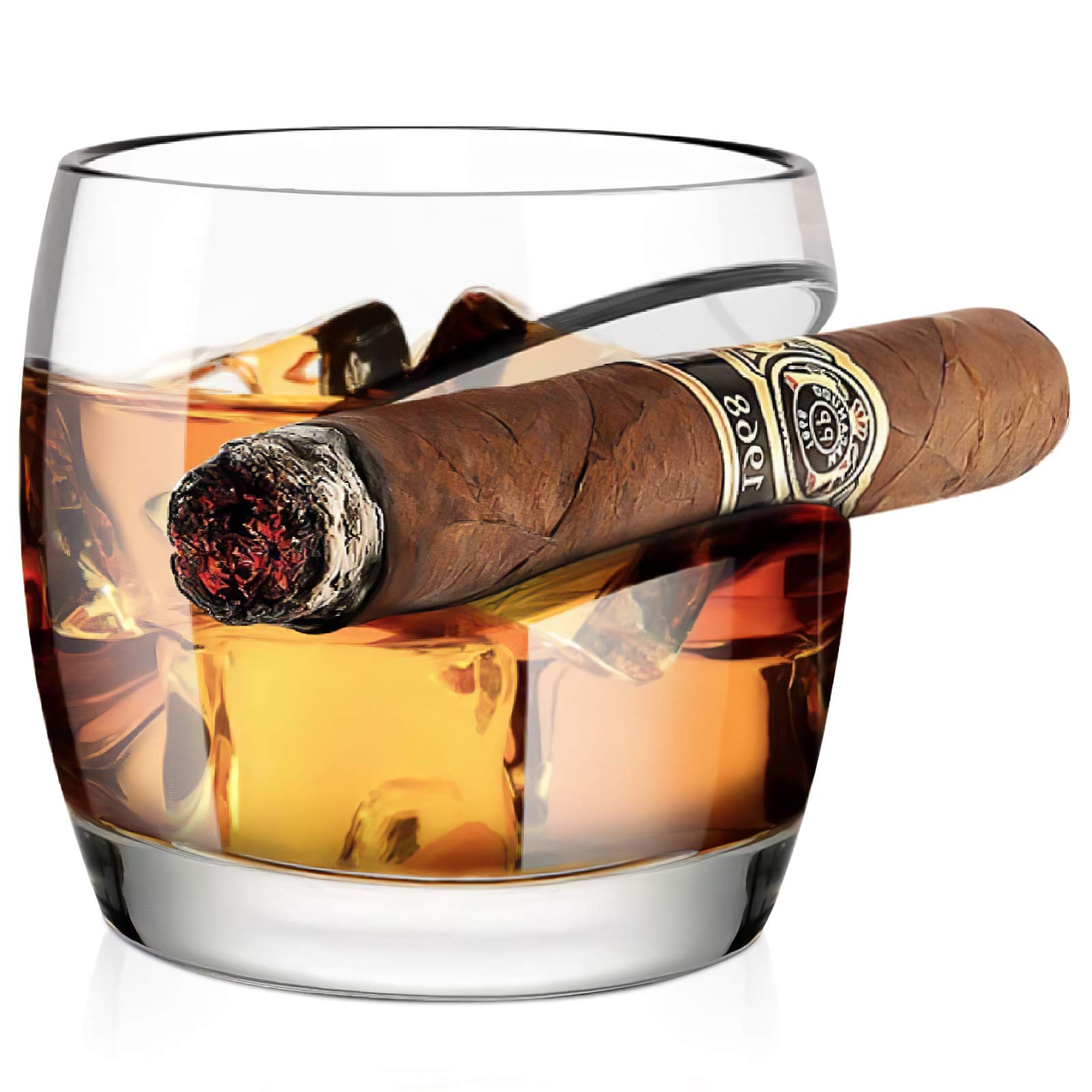 Kollea Old Fashioned Whiskey Cigar Glass, Whiskey Glass 15 Oz with Rest Holder, Gifts for Men Who Have Everything, Elegant Gift Box for Birthday, Father's Day, Christmas, New Year, Thanksgiving