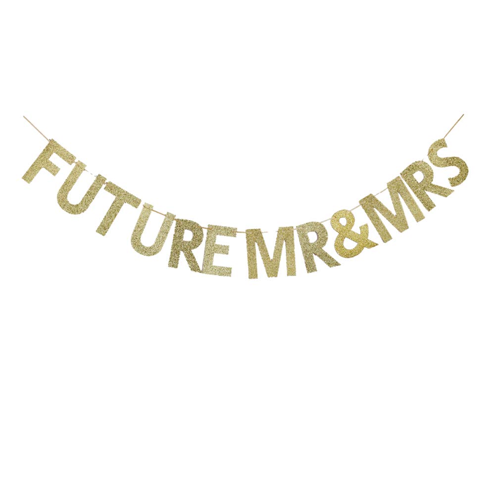 Future Mr & Mrs Banner, Gold Sign Garlands for Wedding Engagement/Bridal Shower/Bachelorette Party Decorations