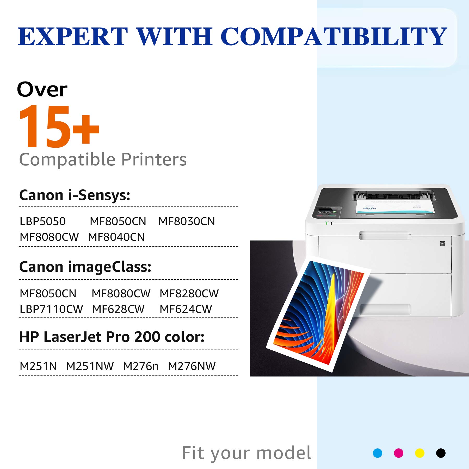 HaloFox Compatible Toner Cartridge Replacement for Canon 131 131H imageClass MF624Cw MF628Cw MF8280Cw LBP7100Cw MF8230Cn for HP 131A 131X Printer (Black, Cyan, Yellow, Magenta, 4-Pack)