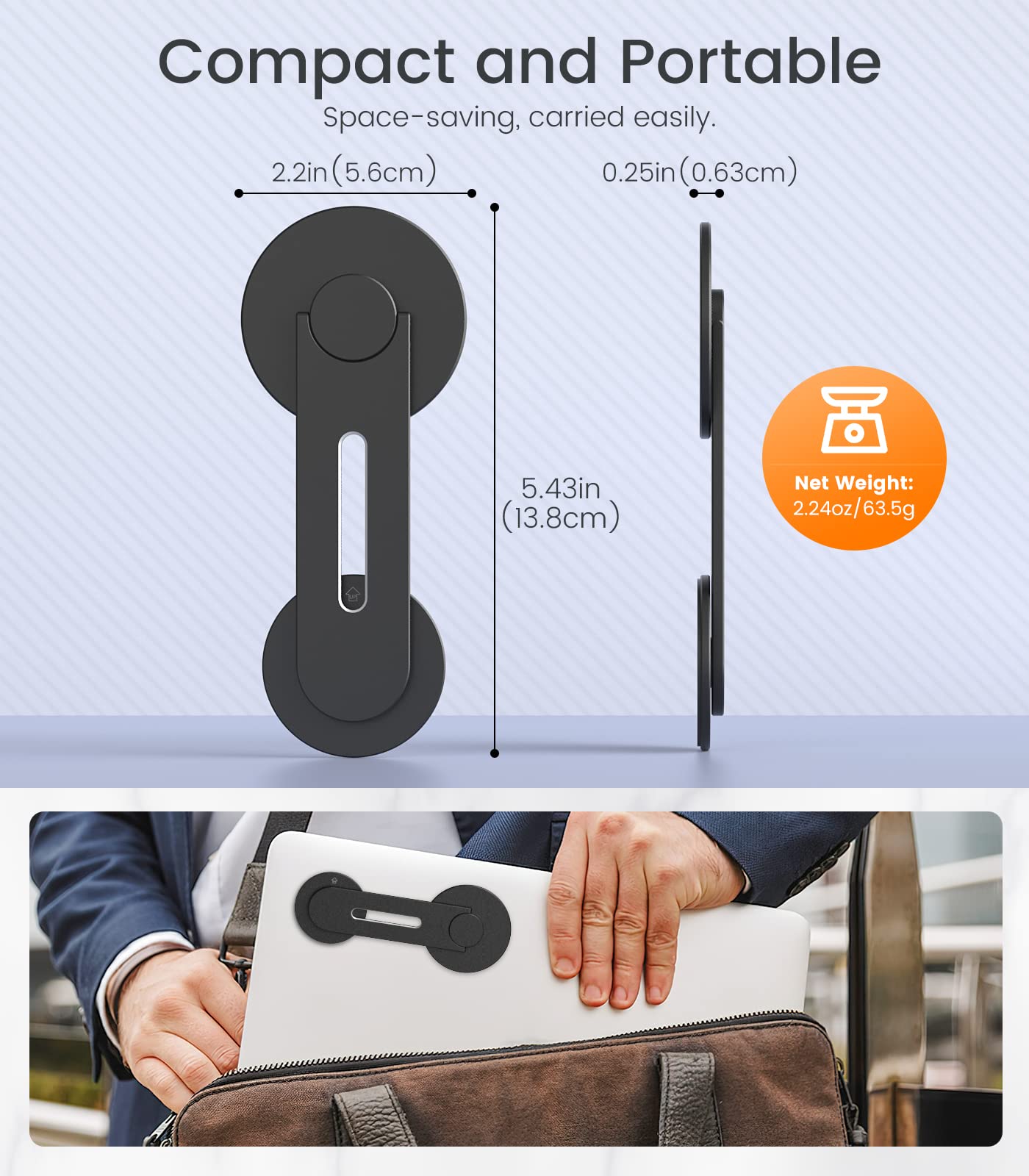 MoKo Magnetic Phone Holder for Laptop, 90° Adjustable Desktop Monitor Laptop Phone Side Mount fits iPhone 14/13/12 Series, Slim Portable Foldable Computer Monitor Expansion Bracket for Mobile Phone