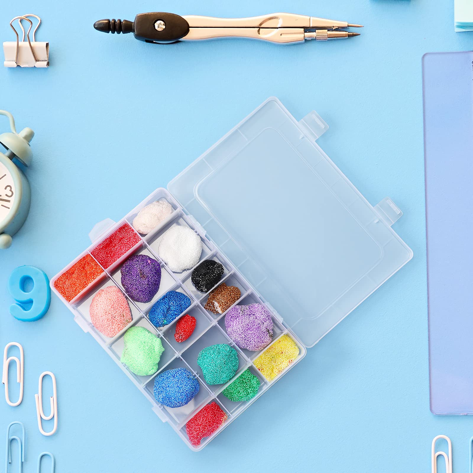 12 Pack Bulk 24 Grids Clear Plastic Organizer Box Tackle Organizer Box Crafts Storage Organizer Box with Removable Dividers Tackle Boxes for Fishing Tackle Storage Tackle Trays Jewelry DIY Parts Box