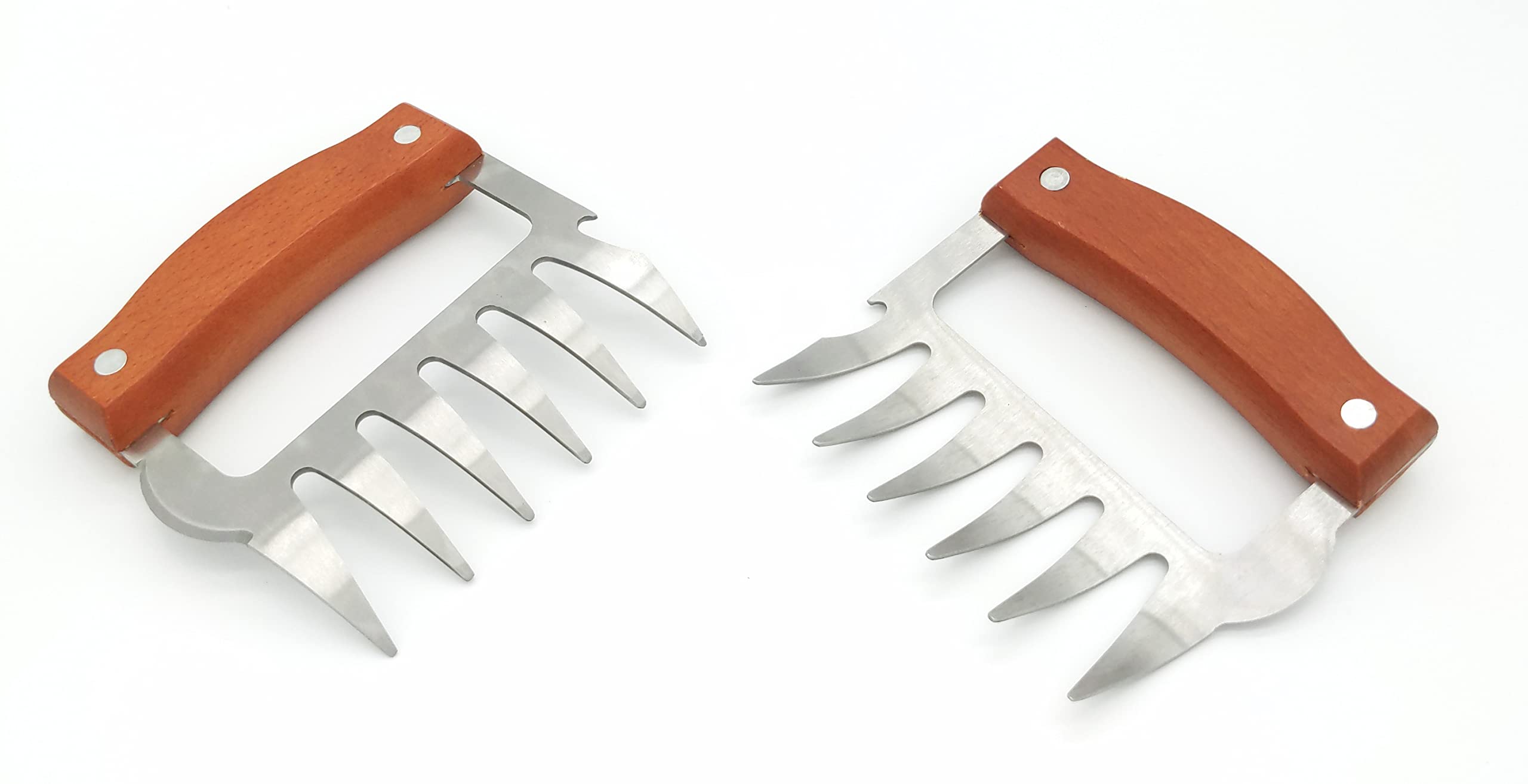 Great American Griller Meat Shredding & Chicken Shredders | Ultra-Sharp Blades & Heat Resistant Handle | Sturdy Wood - Stainless Steel Construction | for Shredding of Meat | Set of 2