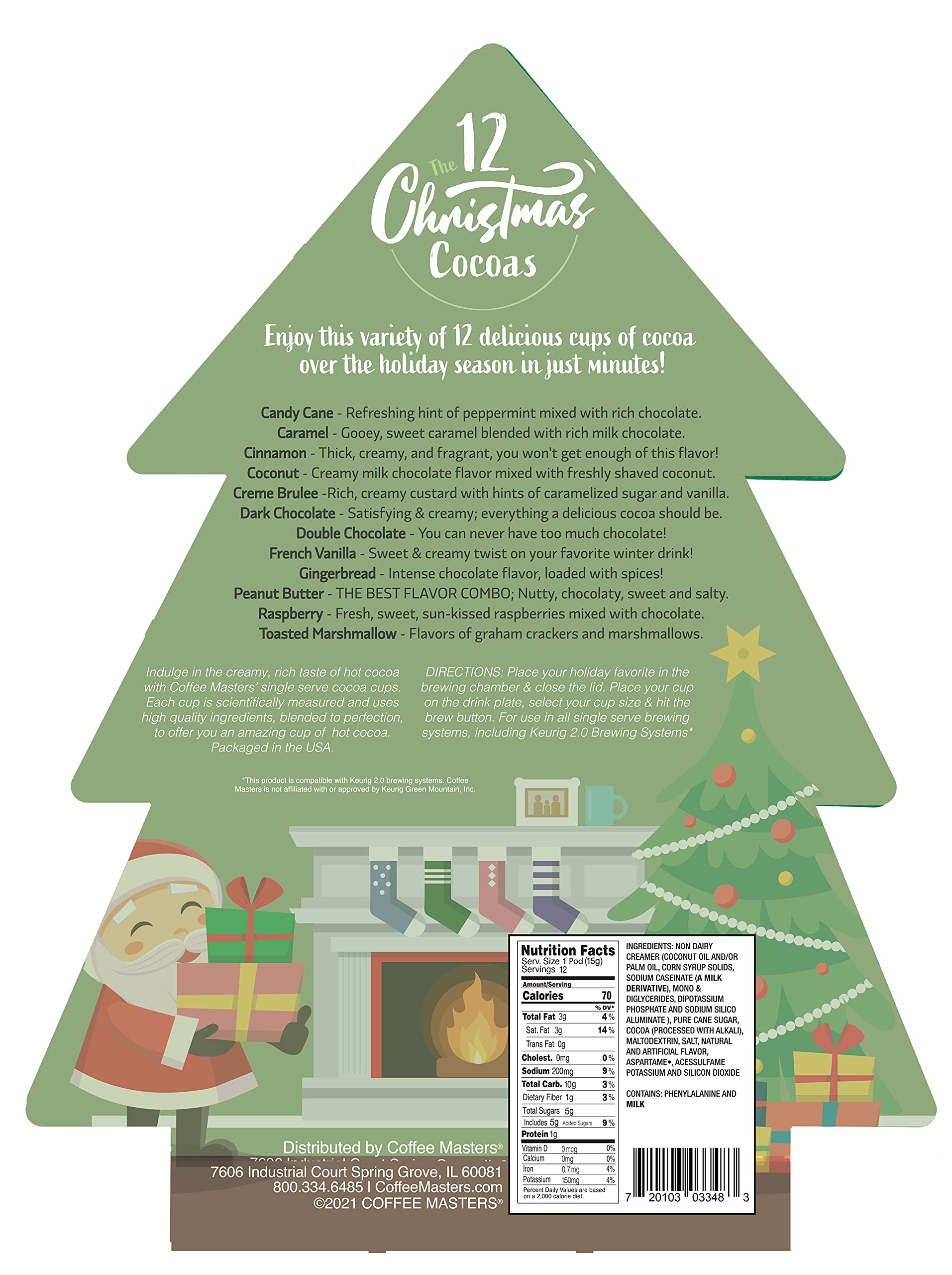 Christmas Cocoa Gift 12 Single Serve Keurig Compatible K CUPS Hot Chocolate Pods Advent Calendar For Adults or Kids Assortment- Holiday Cocoa Gift Box Set - Best Xmas Present Idea/Stocking Stuffer (Hot Chocolate)