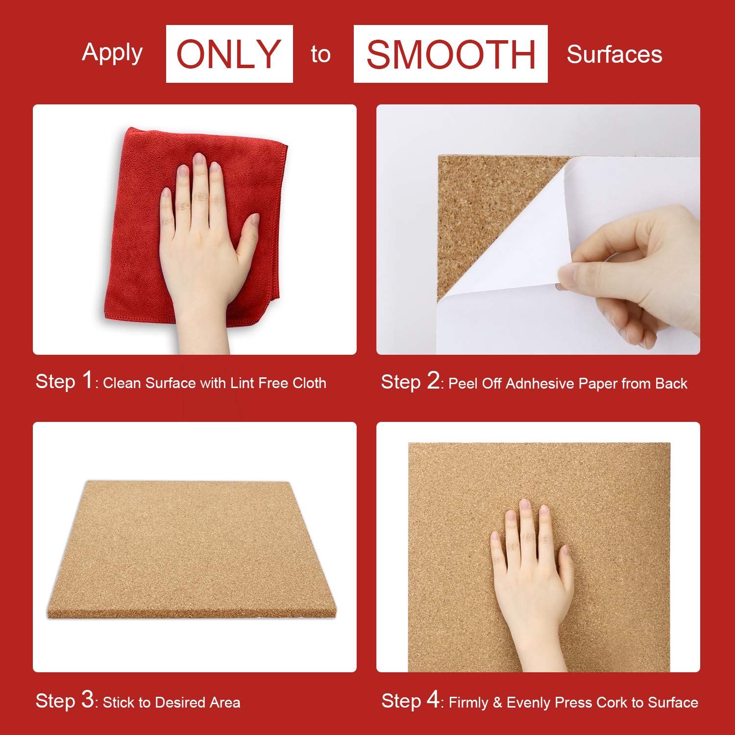 ODOME Cork Board Tiles 12”X 12” – 1/2” Thick Cork Board – Bulletin Board – Pin Board Decoration for Pictures,Ultra Strength Adhesive Backing – 6 Pieces Cork Boards for Walls – 1 Box Push Pins