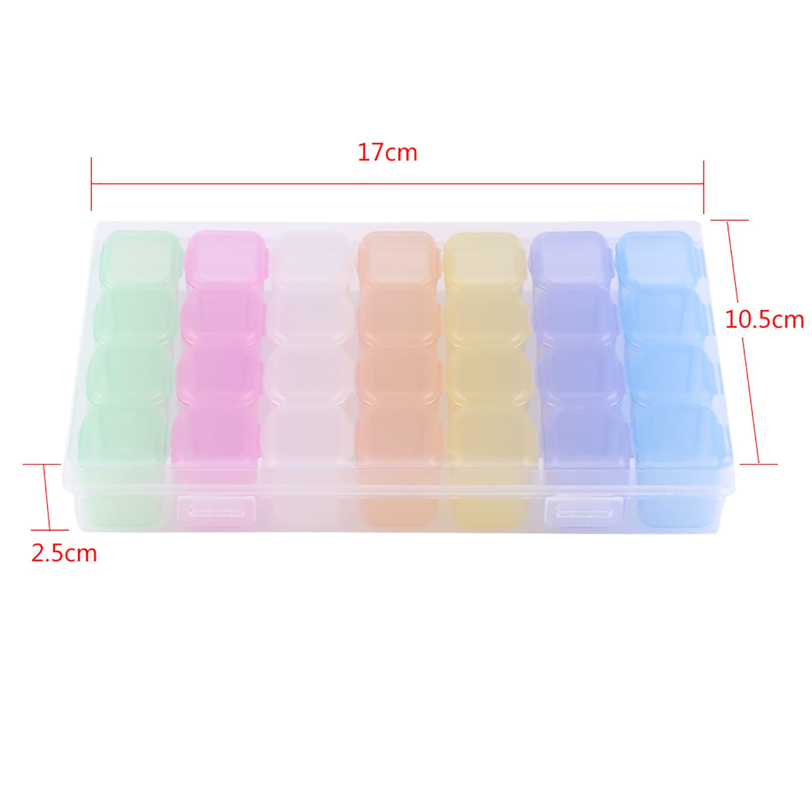 Hilitand Diamond Embroidery Box, 28 Grids Plastic Transparent Storage Box Nail Art Rhinestone Jewelry Beads Display 7 Color Case Organizer