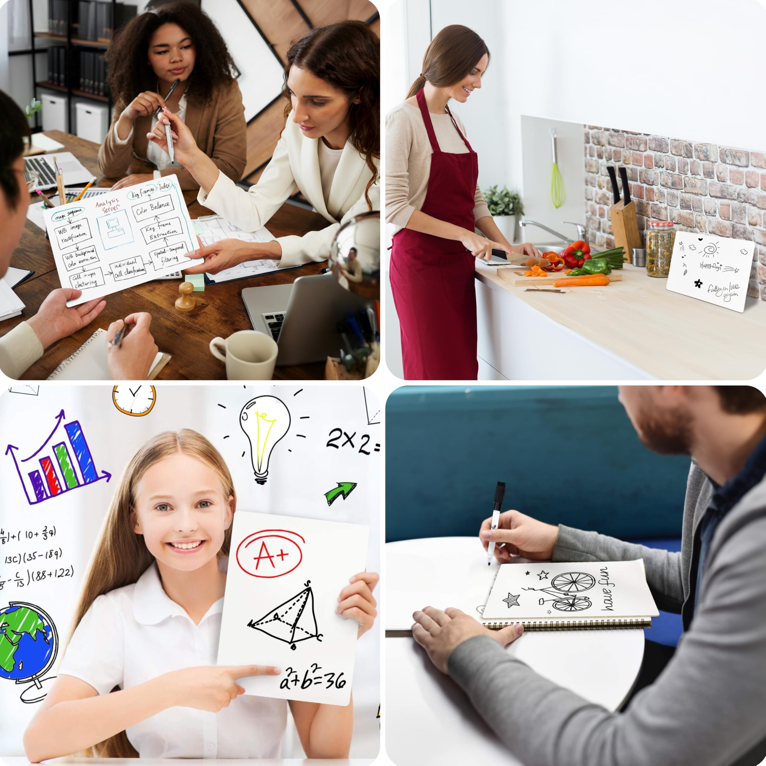 Board Geeks 25 Classroom Dry Erase Board for Kids 9"x12"- Small White Boards for Students, White Board for Kids, Teachers - Mini White Boards | Double Sided Small White Board Bulk (25 Pk)