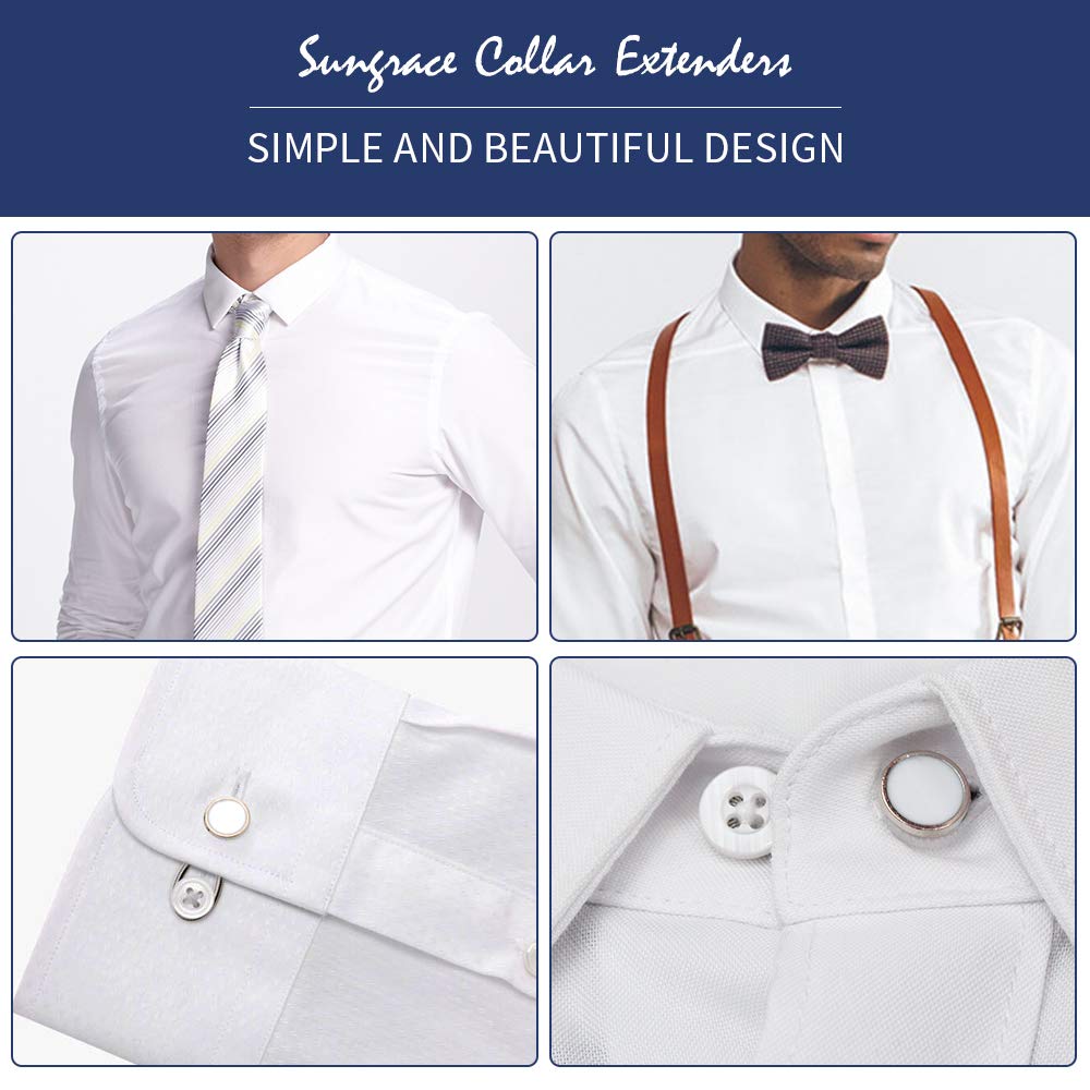 Sungrace Metal Collar and Buttons Extenders for Shirt Dress Trouser Coat (12 Pack)