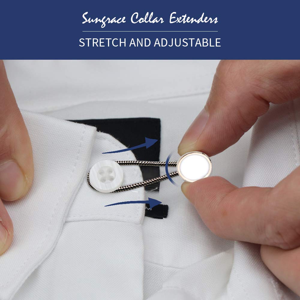 Sungrace Metal Collar and Buttons Extenders for Shirt Dress Trouser Coat (12 Pack)