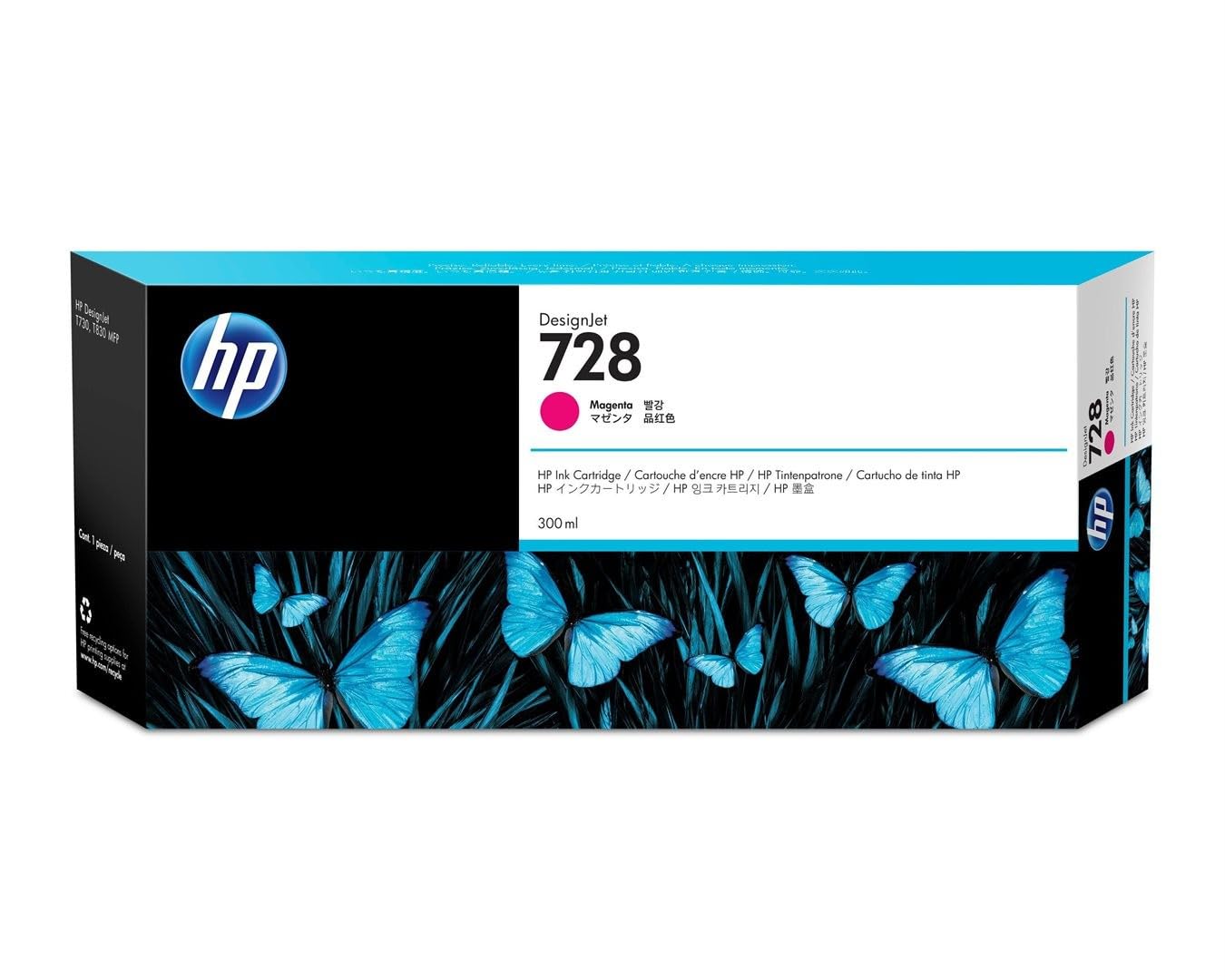 HP 728 Magenta 300-ml Genuine Ink Cartridge (F9K16A) for DesignJet T830 MFP & T730 Large Format Plotter Printers