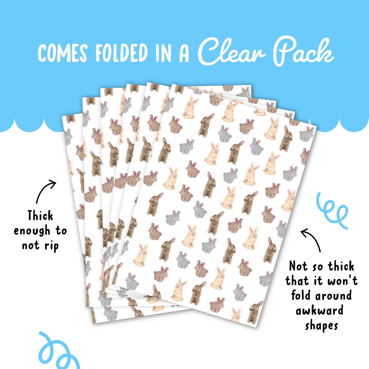 CENTRAL 23 - Easter Bunny Wrapping Paper for Girls Kids Boys - 6 Sheets of Gift Wrap for Boys - Fluffy Bunnies - For Men Women - For Birthdays - Easter Decorations Religious - Recyclable
