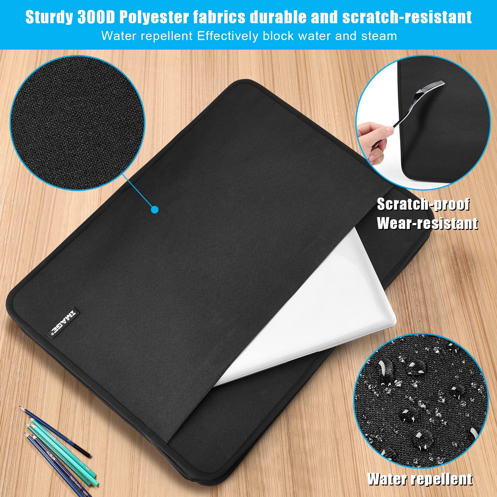 Art Portfolio Bag, IMAGE 23.6 in *17.7 in *3.14 in Black Art Carrying Storage Case, Waterproof Drawing board Bag with Shoulder Strap and Hidden Buckle for Artwork, Sketching and Drawing