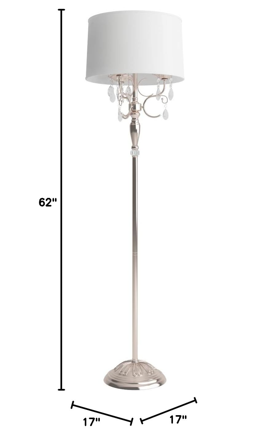 OK Lighting OK-5109F OK-5109f Crystal Silver Floor Lamp, 17" x 17" x 62"