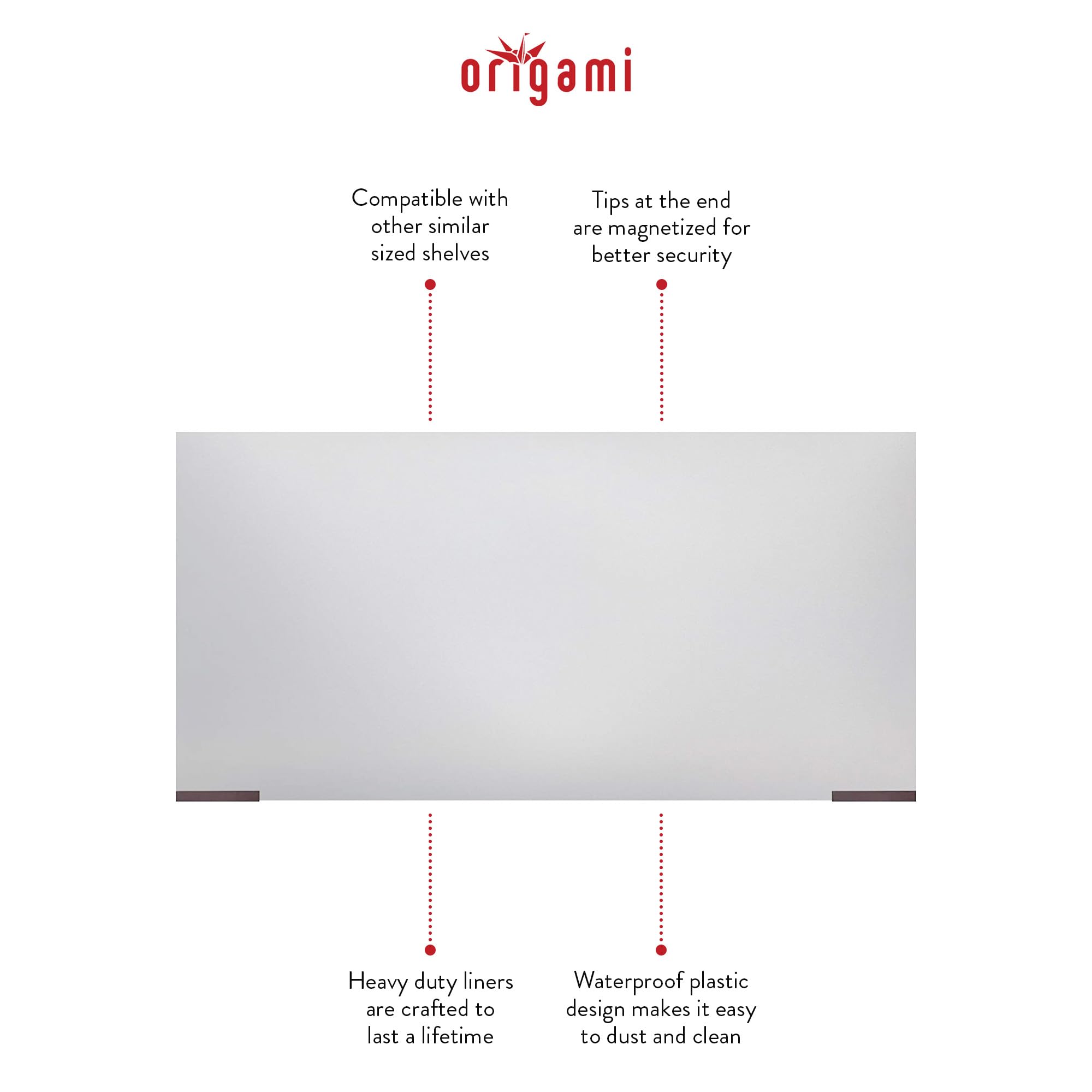 Origami Magnetic Shelf Liners For Wire Shelves & Wire Shelving | R5 Series Collapsible Foldable 4-Shelf Large Heavy Duty Storage Rack (4 Pack) | Clear