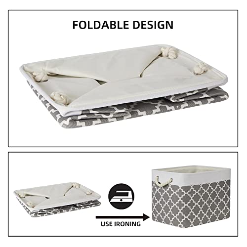 Bidtakay Baskets Set Fabric Storage Bins-White&Quatrefoil Grey Bundled Baskets of 2 Large Baskets 16" X 11.8" X 11.8" + 6 Small Baskets 11.8" X 7.8" X 5"