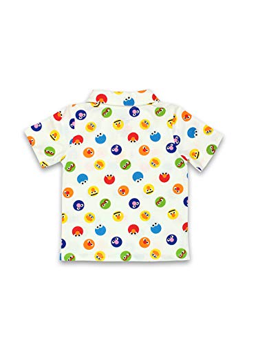 Isaac Mizrahi Loves Sesame Street Gang Elmo Baby Toddler Polo Collared Shirt (24 Months, White/Multi)