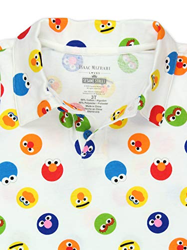 Isaac Mizrahi Loves Sesame Street Gang Elmo Baby Toddler Polo Collared Shirt (24 Months, White/Multi)
