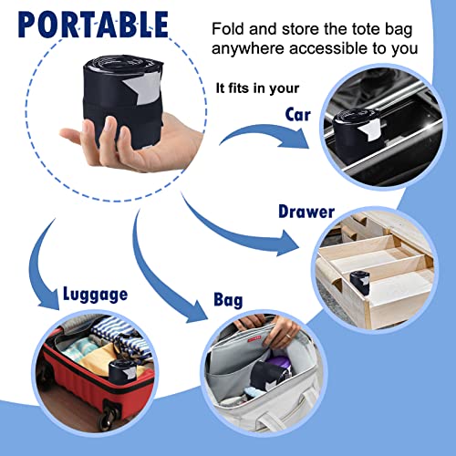 Aosbos Reusable Grocery Bags Foldable Shopping Bag with Zipper Portable Duffle Bag for Travel Packable Large Utility Tote Bag Gym Backpack for Women Men, Black Star