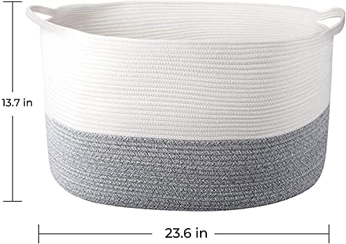 Goodpick XXX Large Cotton Rope Basket Woven Storage Basket Pillow Blanket Basket (Set of 2)