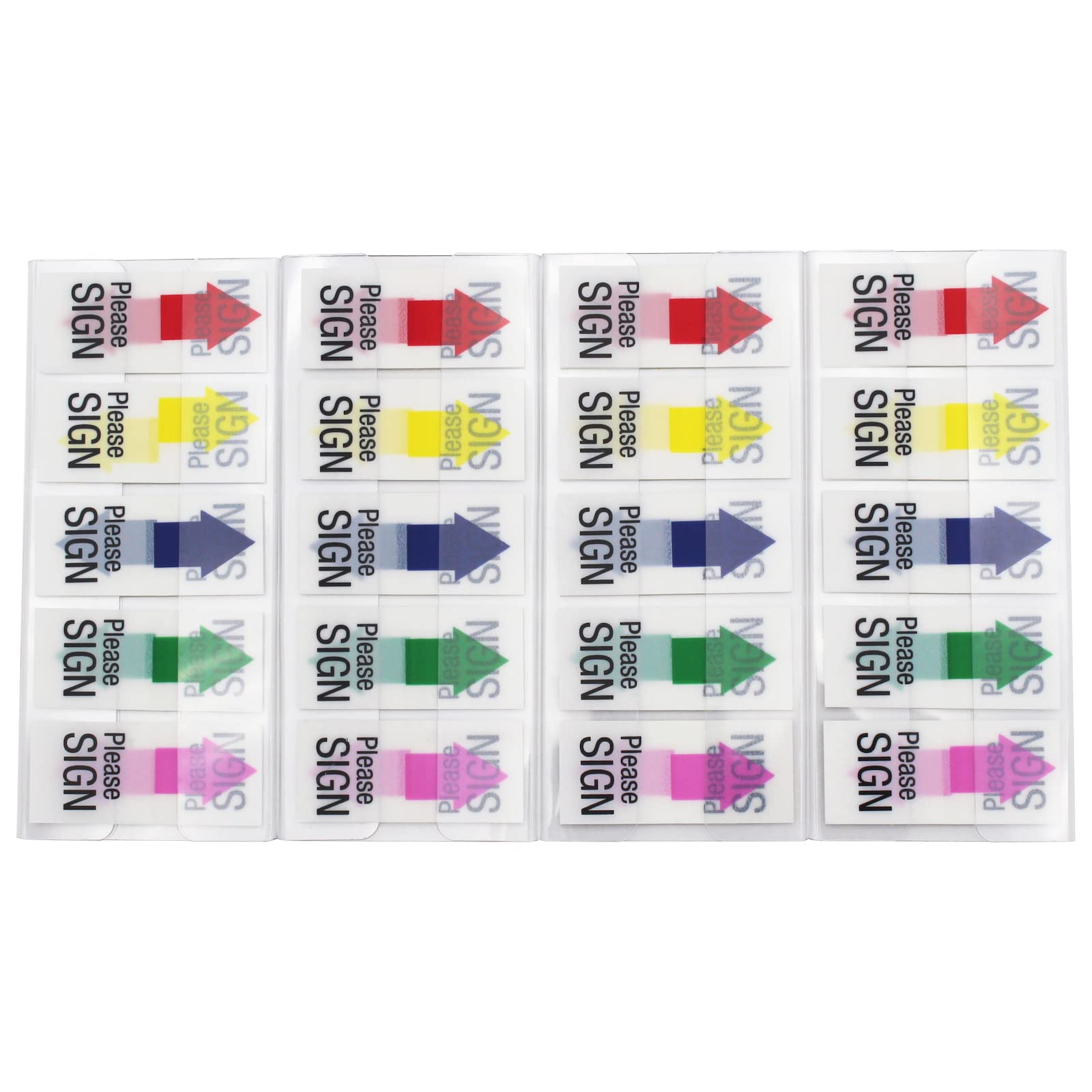 Please Sign Message Flags Assorted Color, 400 Pages Total, 0.79x1.77 Inch Wide Flags, Easy to Post, 4 On-The-Go Dispensers/Pack