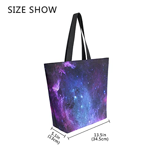 Top Handle Handbags 96 Shoulder Tote Bag Universe Galaxy Nebula Space Tote Washed Canvas Purses Bag for Women Girls